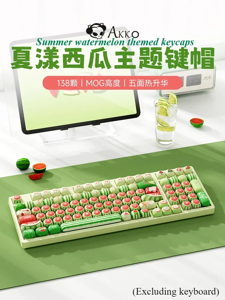 138-Key-Watermelon-Theme-Keycaps-Custom-MOG-Profile-PBT-Keycap-Cute ...
