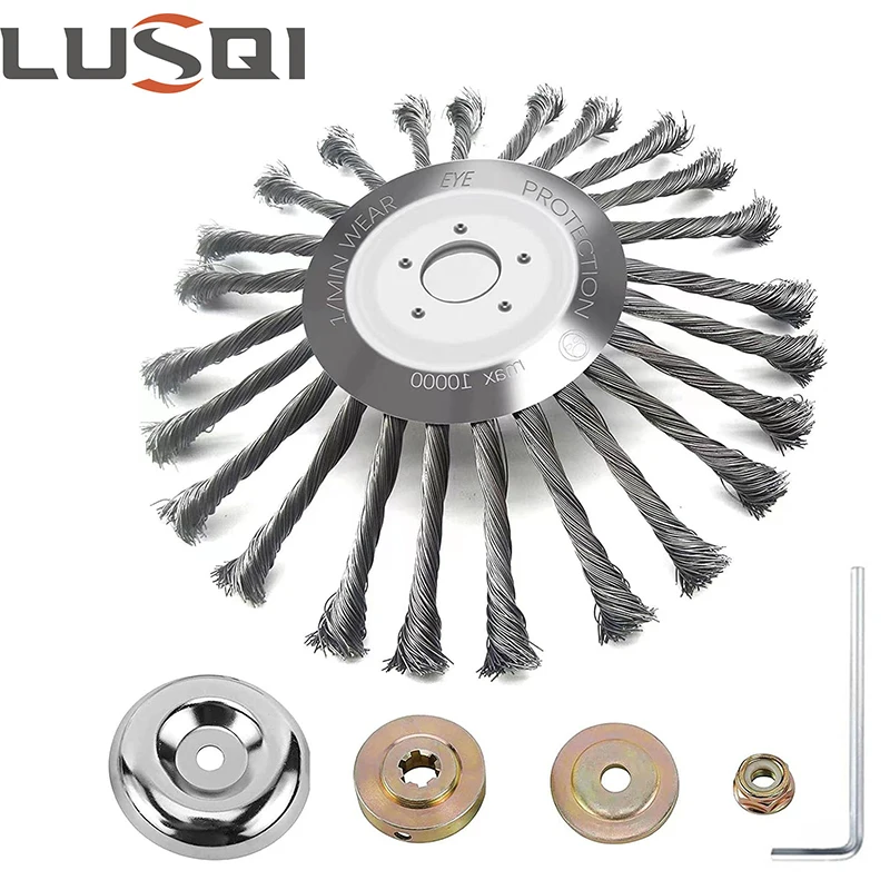 LUSQI-10-Steel-Wire-Wheel-Grass-Trimmer-Head-Garden-Weeding-Brush ...