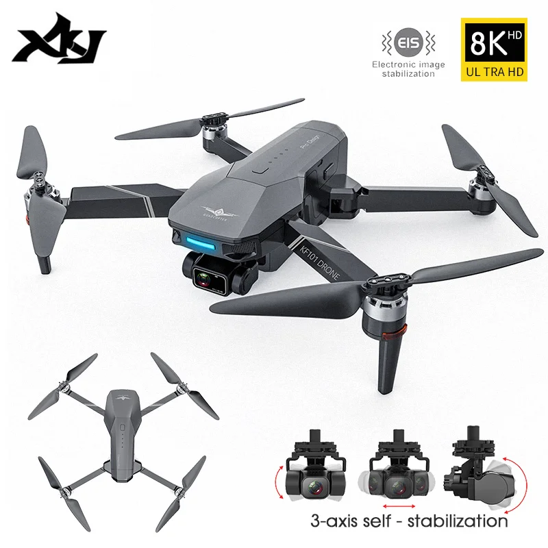 XKJ KF101 프로페셔널 GPS 드론, 4K HD 카메라, 5G, 와이파이, 흔들림 방지, 3 축, 짐벌, 브러시리스, RC ...