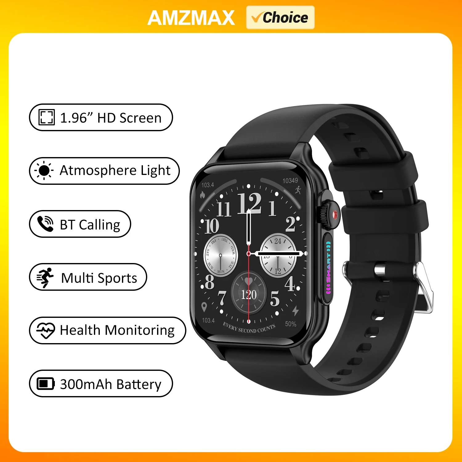 AMZMAX-reloj-inteligente-con-pantalla-de-1-96-pulgadas-con-luz-LED ...