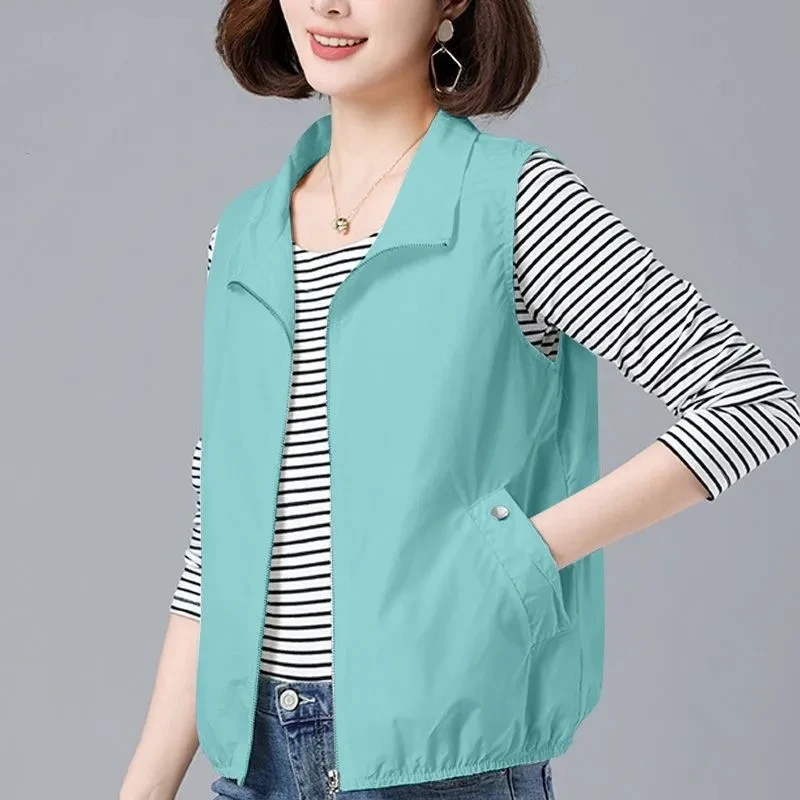 Spring-Summer-Vest-Women-Lightweight-Basic-Coats-Turndown-Collar ...