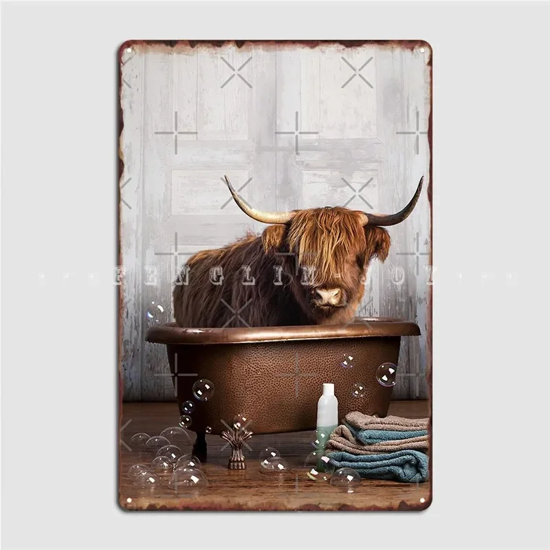 Highland Cow Metal Sign: The Perfect Blend of Rustic Charm and Humorous ...