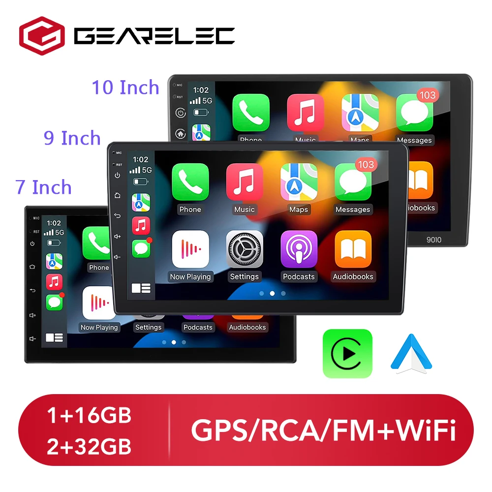 GEARELEC Car Radio 32G 2 Din 7"/9"/10" Universal Android 11 GPS WIFI ...