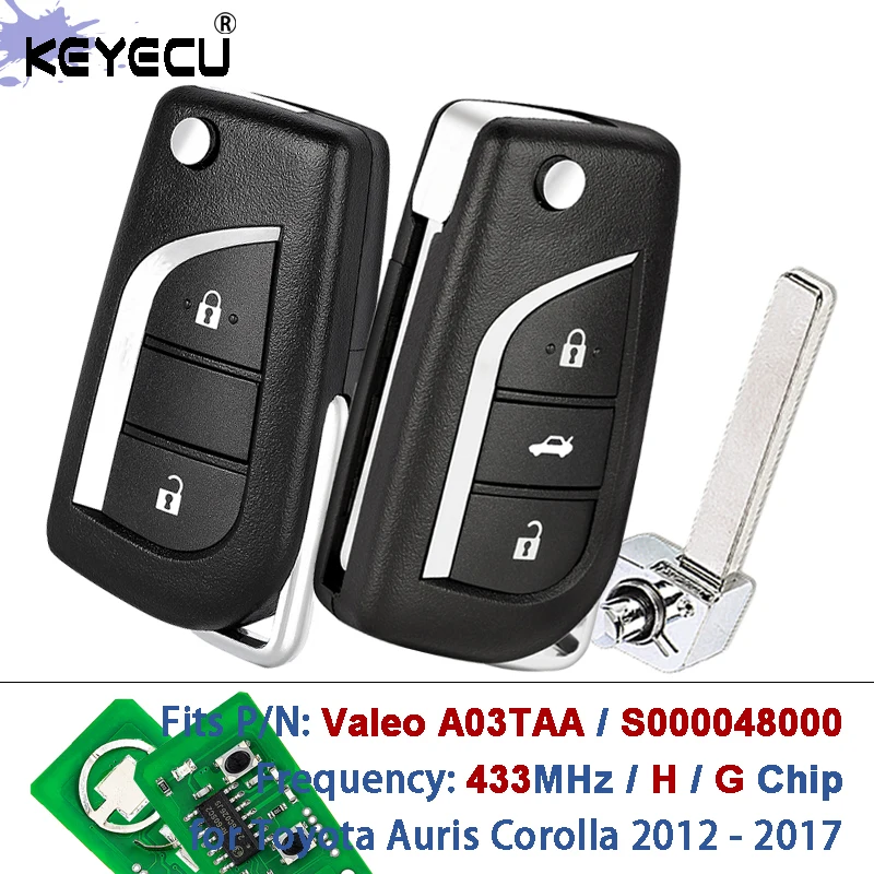 KEYECU Valeo A03TAA S000048000 433MHz ASK H G Chip Flip Remote Key Fob ...
