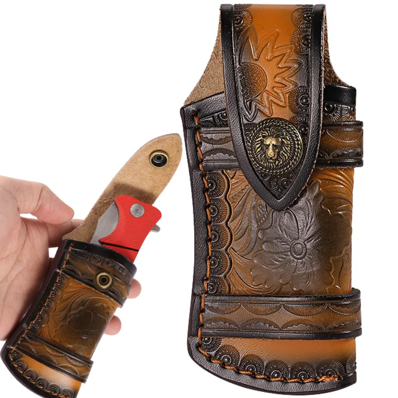 Couro-bainha-cinto-coldre-para-facas-dobr-veis-Folding-Faca-estojo ...