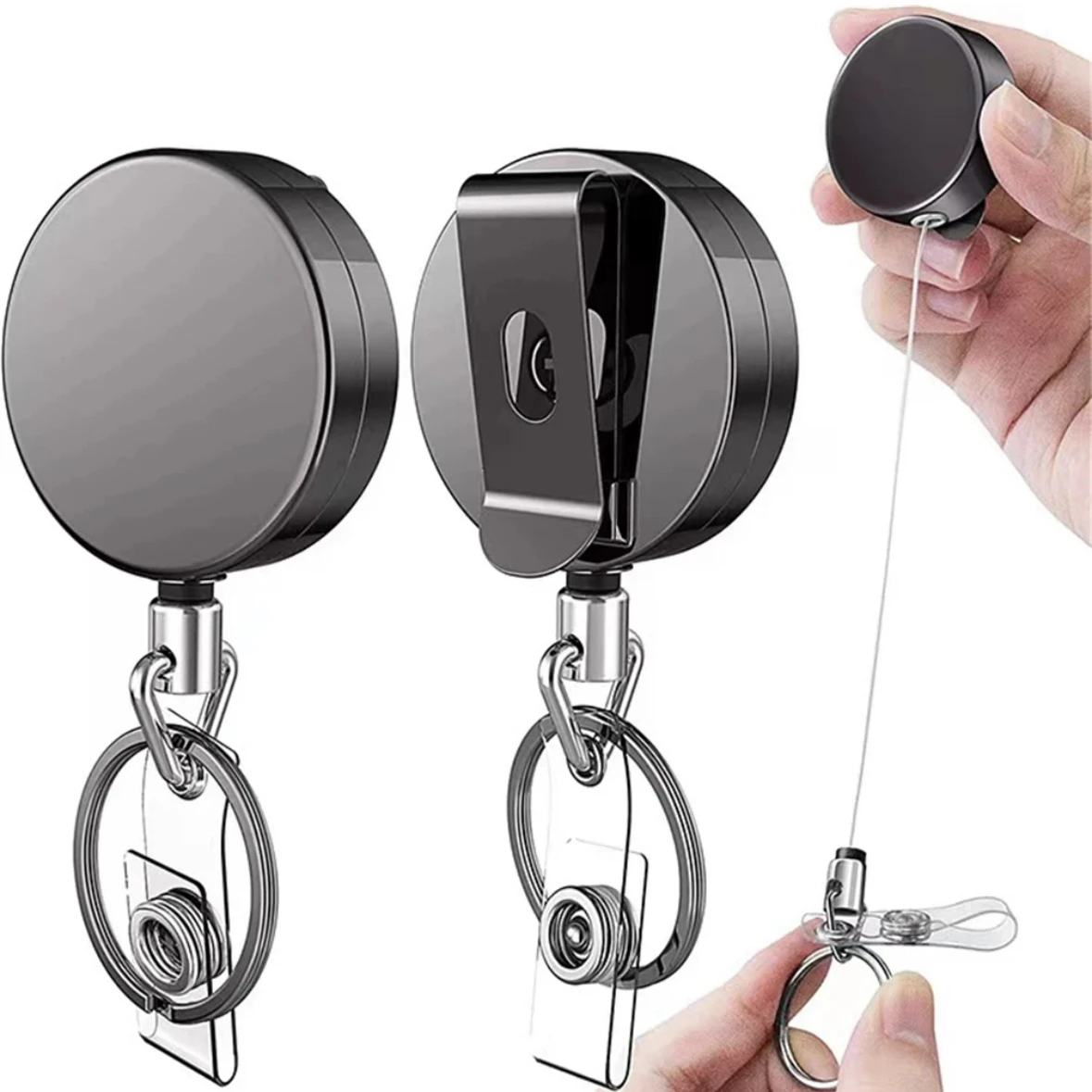 65cm-Retractable-Keyring-Metal-Wire-Keychain-Clip-Pull-Recoil-Sporty ...