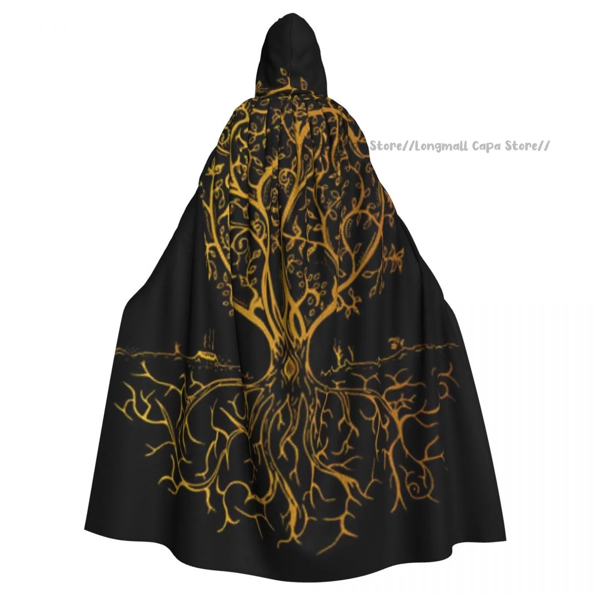 Adult-Vampire-Cape-Hooded-Robe-Gold-Tree-Vintage-Style-Halloween-Cloak ...