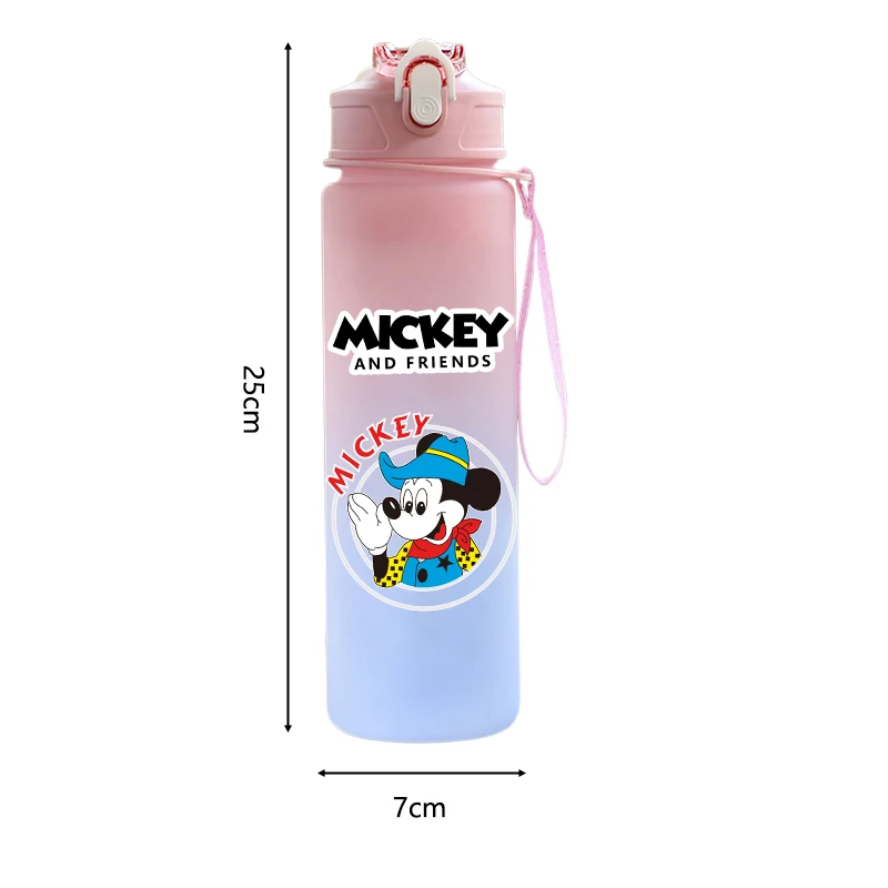 750Ml Gradient Water Bottle Disney Mickey Mouse Water Cup Student Plastic Straw Cup Outdoor ...