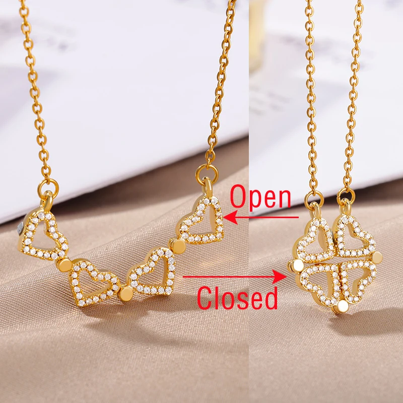 Vintage-Lucky-Four-Leaf-Clover-Necklace-For-Women-Goth-Magnetic-Love ...