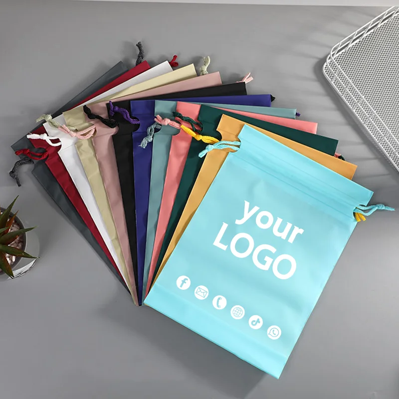 50-drawstring-pockets-colorful-frosted-towel-packaging-bagsleggings ...