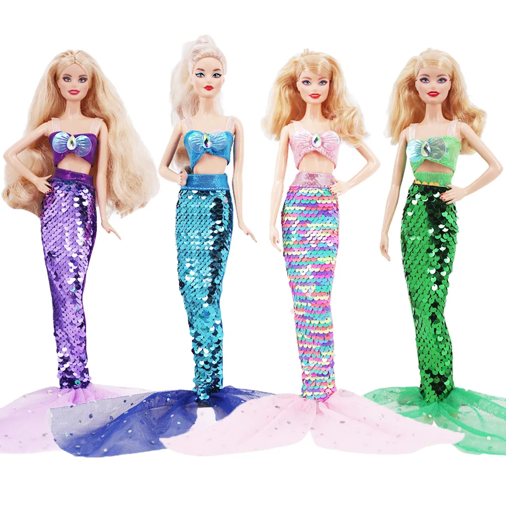 Barbies-Clothes-Shiny-Beauty-Fish-Tail-Dress-Mermaid-Costume-for-11 ...
