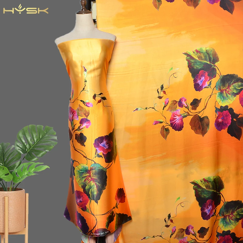 HYSK-19Momme-Mulberry-100-pura-seta-tessuto-satinato-materiale-di ...