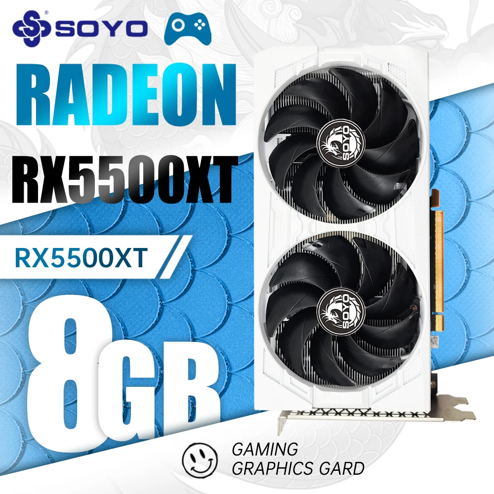 MOUGOL-AMD-Radeon-RX5500XT-8GB-Graphics-Card-GDDR6-Memory-GPU-HDMI-Compatible-DP-for-Desktop ...