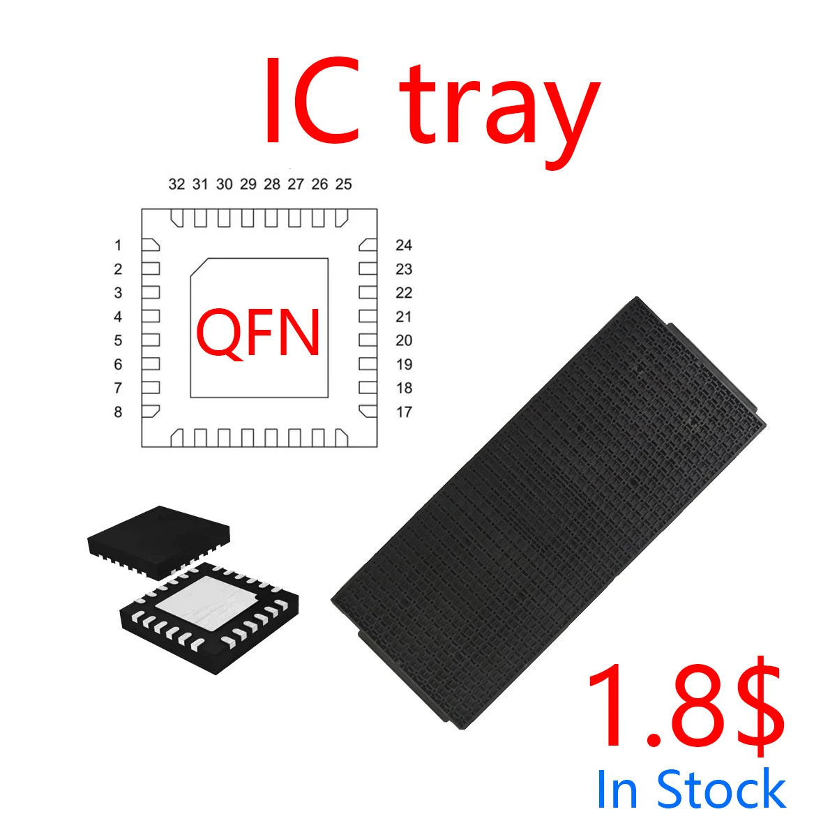 Q-ICT-ESD-Tray-Chips-Smt-IC-Tray-QFN-IC-CPU-MCU-Black-Antistatic-PPE ...