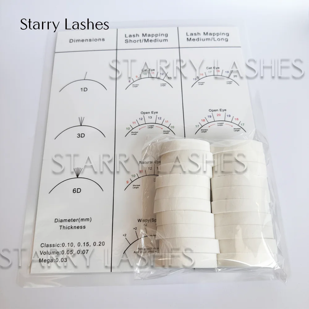 Beginner-Lash-Map-Chart-Wispy-Lashes-Pratice-Chart-Eye-Shape-Sponges ...
