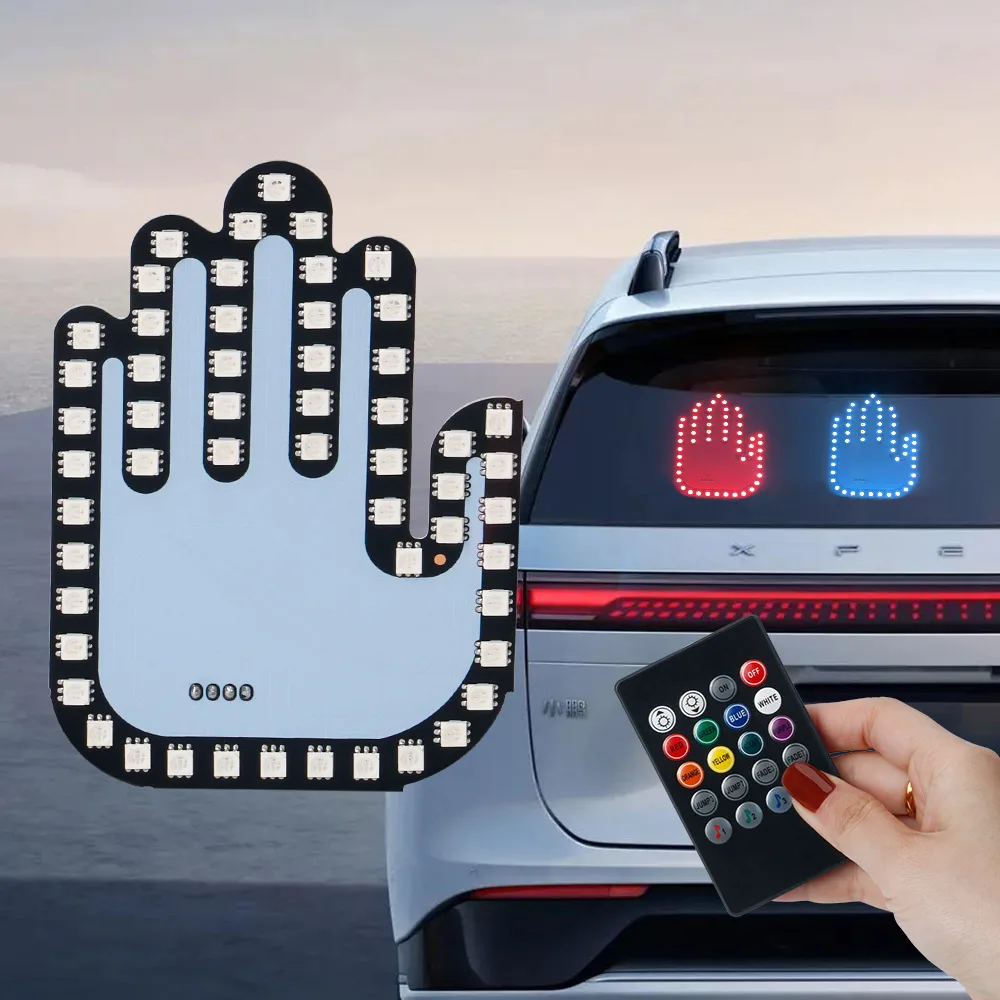 Fun-LED-Car-Middle-Finger-LED-Lights-Remote-Control-RGB-Vehicle-Gesture ...