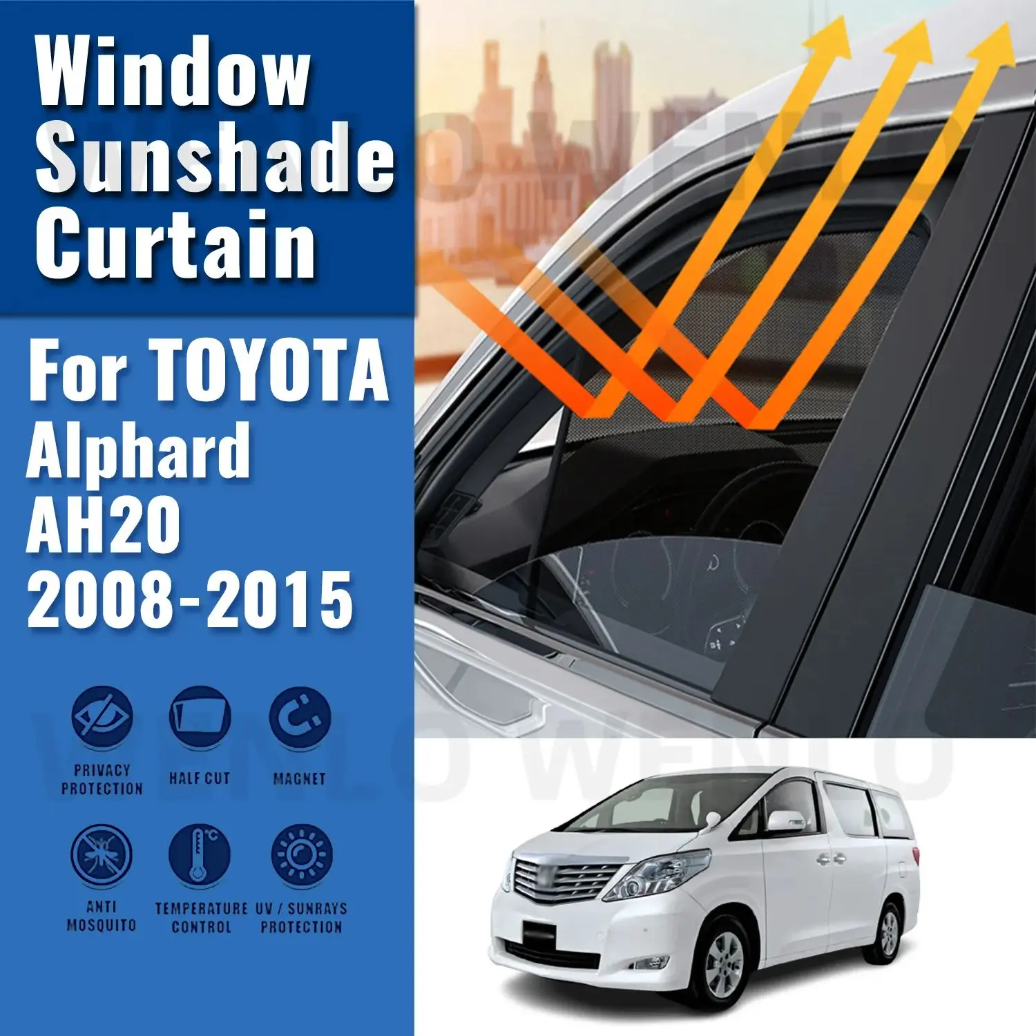 For-TOYOTA-ALPHARD-VELLfire-AH20-2008-2015-Car-Sunshade-Magnetic-Front ...