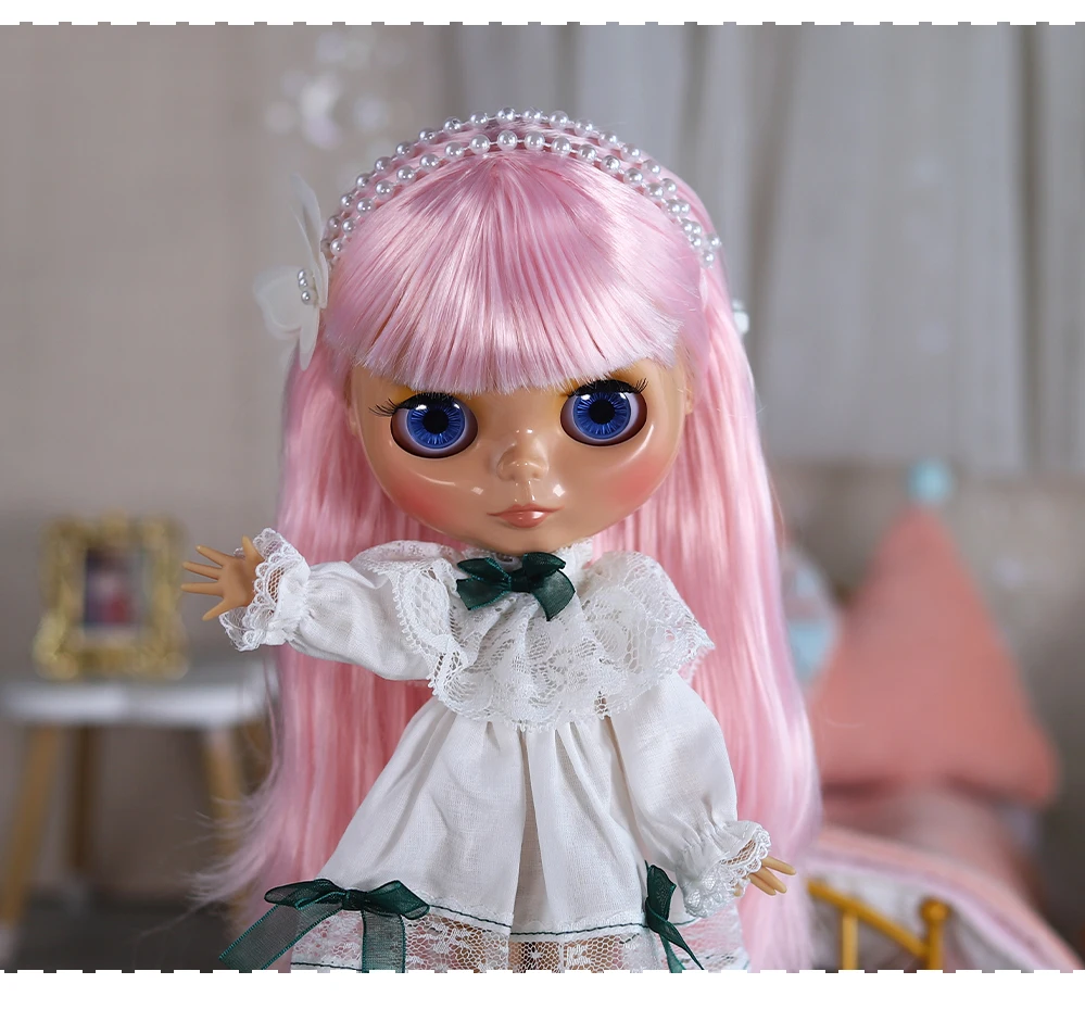 Selena – Premium Custom Neo Blythe Doll with Pink Hair, Tan Skin ...