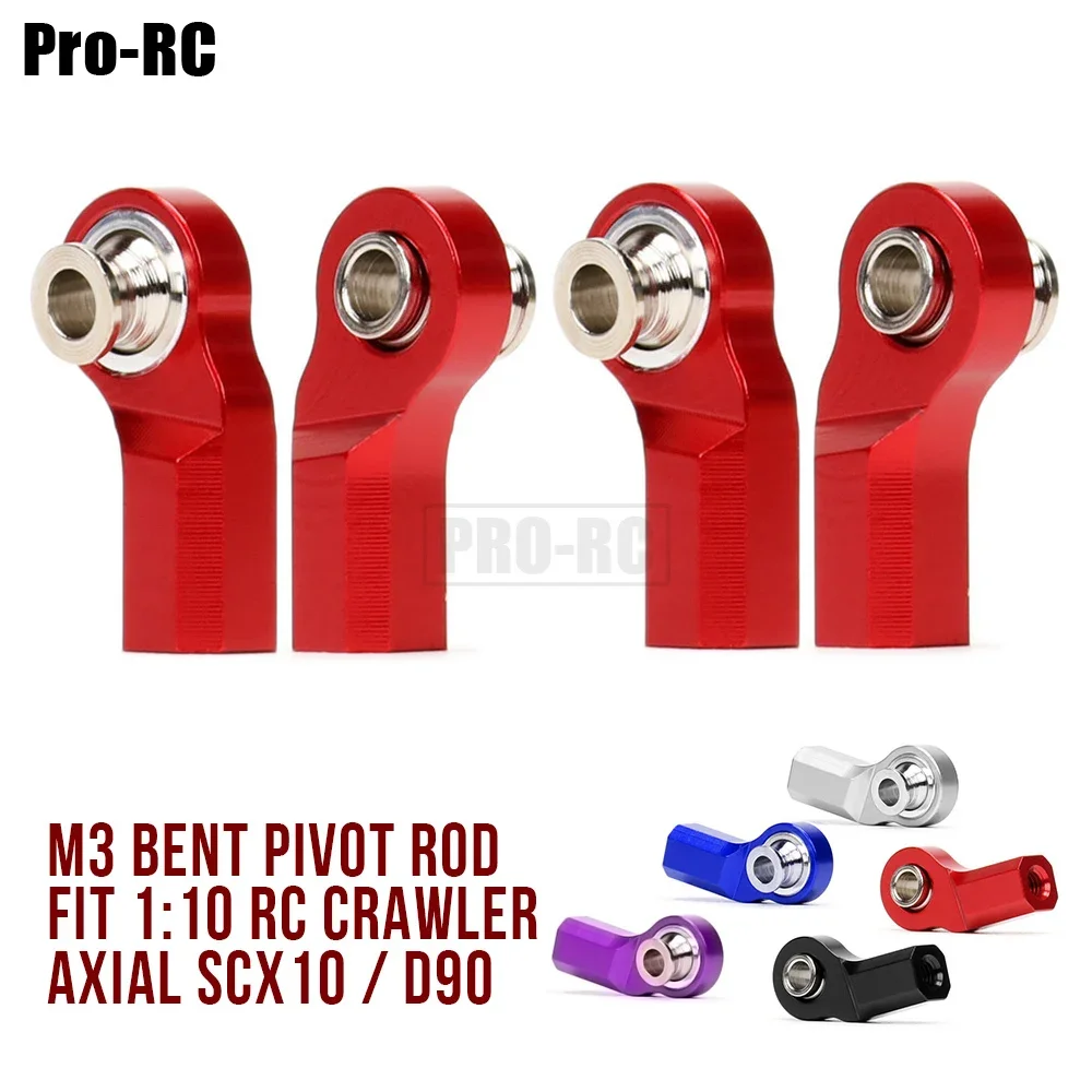 4Pcs Alu Alloy M3 Bent Pivot Rod End Width Balls Fit 1/10 1:10 Axial ...