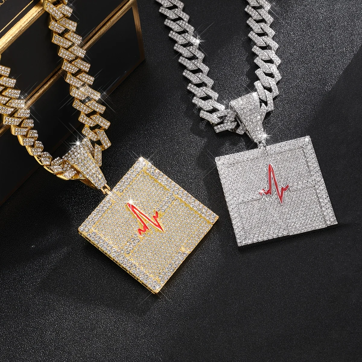 Electrocardiogram-Lifeline-Geometric-Pendant-Necklace-With-Box-Buckle ...