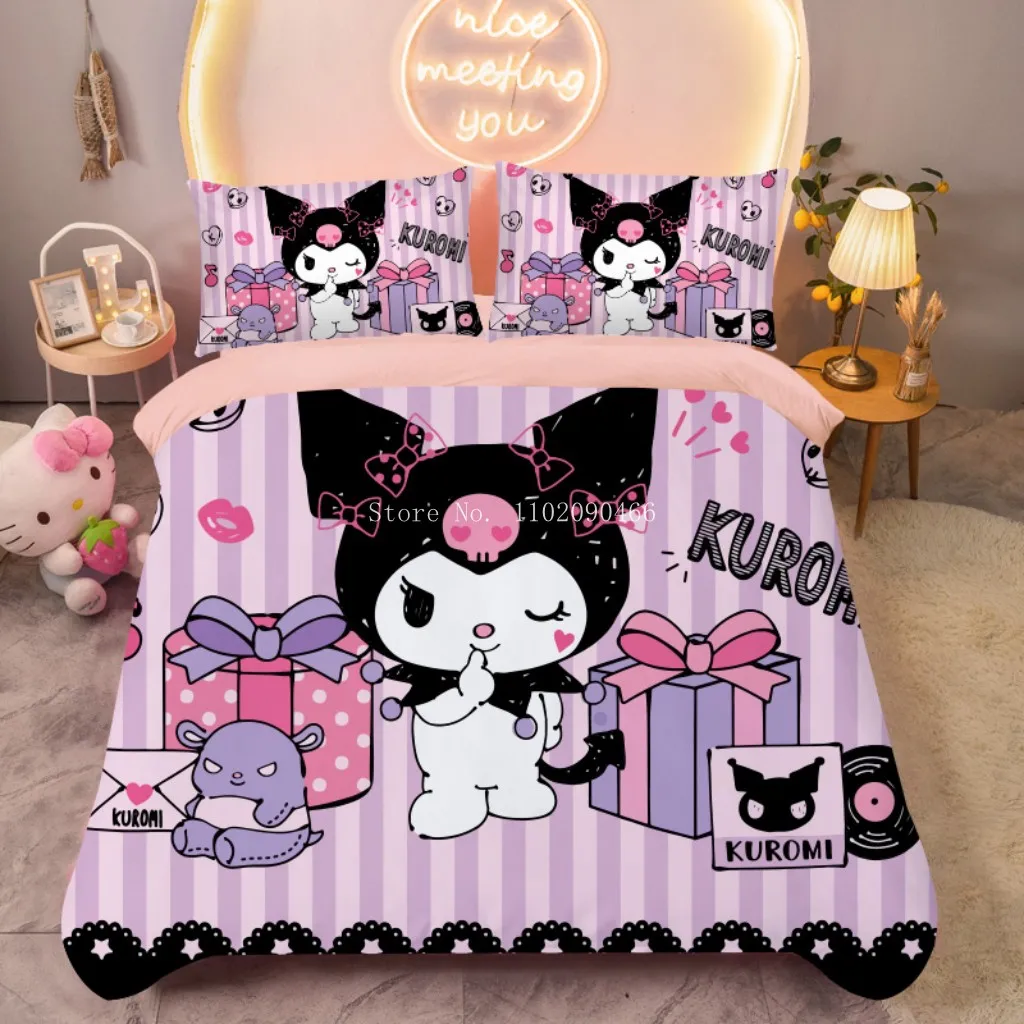 Anime-Kuromi-Series-Bedding-Set-Boys-Girls-Duvet-Cover-Pillowcase-King ...