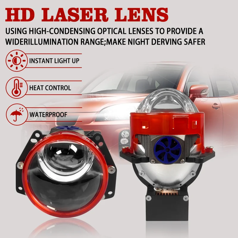 2pcs car bi led projector motorcycle universal single laser lens car ...