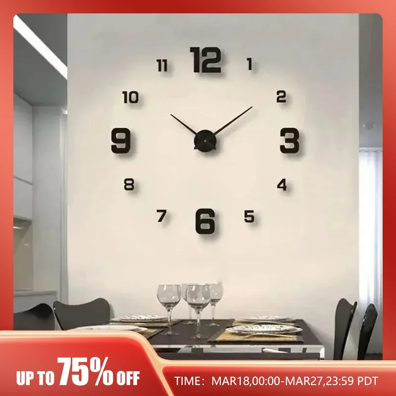 Creative-Frameless-DIY-Wall-Clock-Wall-Decal-Home-Silent-Clock-Living ...