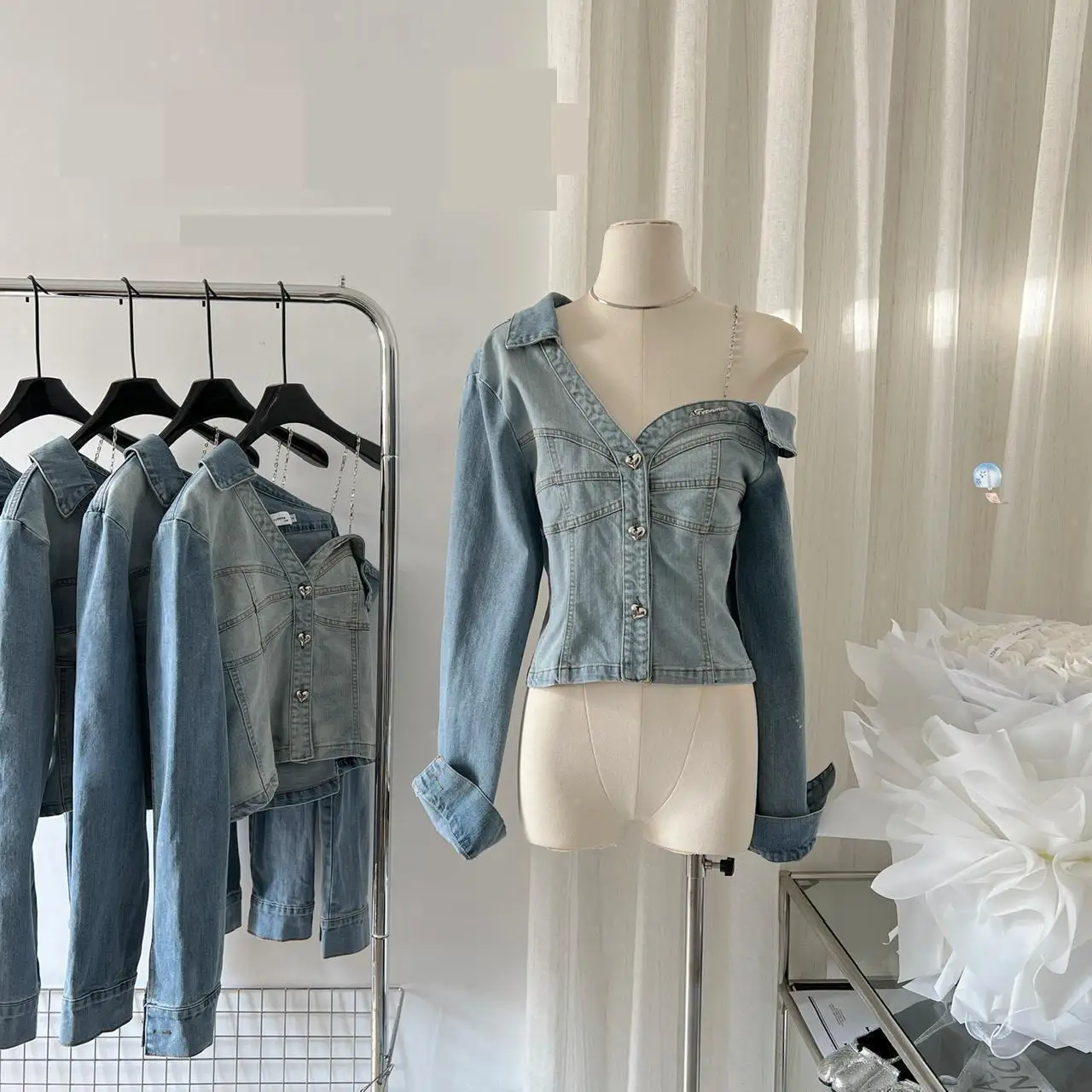 Women-s-Chic-Sexy-Off-Shoulder-Single-Shoulder-Denim-Jacket-Lady-Spring ...