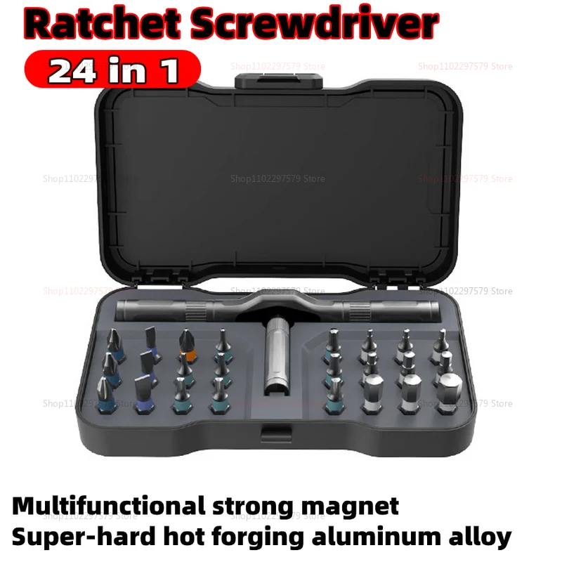 24-in-1 Multifunctional Screwdriver Ratchet Wrench Set Magnetic Tips ...