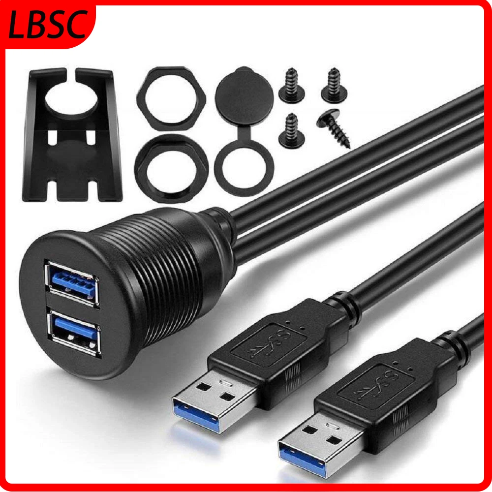 USB-Panel-Flush-Mount-Cable-Dual-USB-3-0-Extension-USB-Mount-Dash-Mount ...
