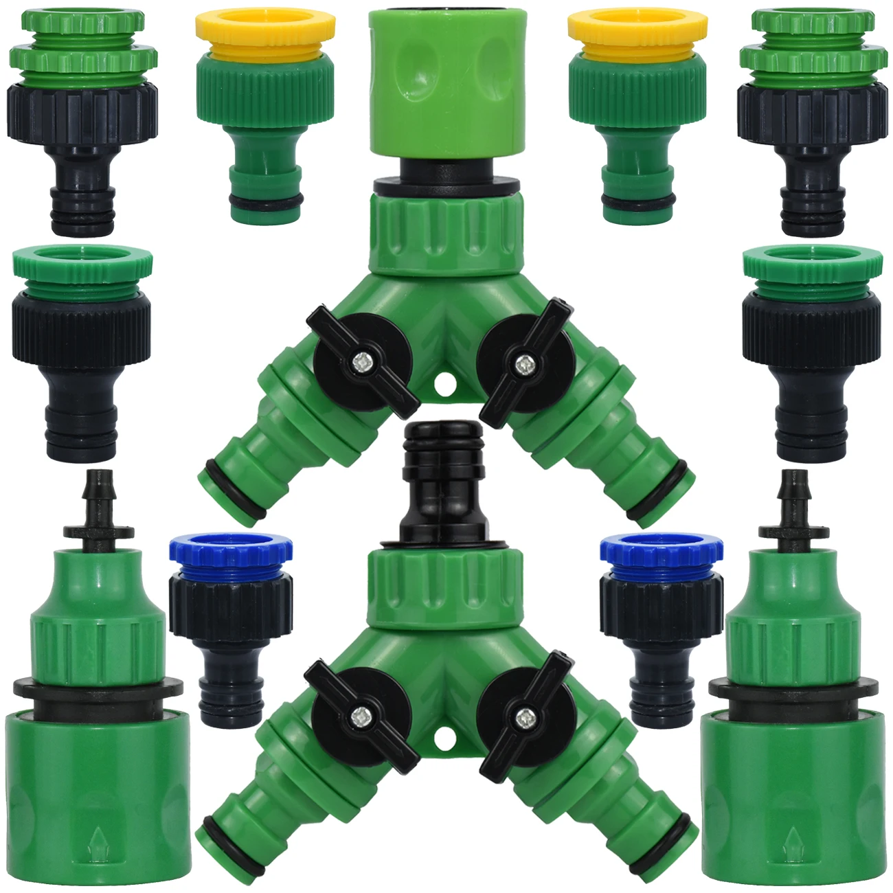 Garden-Sprinkler-Hose-Connector-Y-Splitter-2-Way-Valve-Adapter-Quick ...