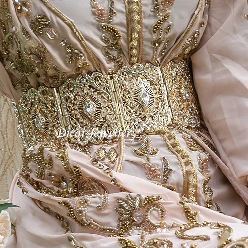 Big Size Moroccan Caftan Belts Full Crystal Gold Plated Arabic Turkish ...