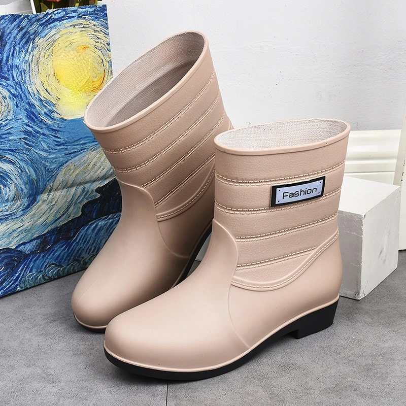 Rubber Boots for Women Rain Shoes Comfort Slip-on Waterproof Galoshes ...