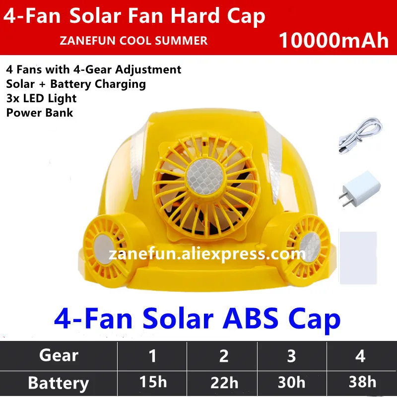 4-Fan-Solar-ABS-Hard-Cap-with-LED-Light-10000mAh-Power-Bank-Solar-Hard ...