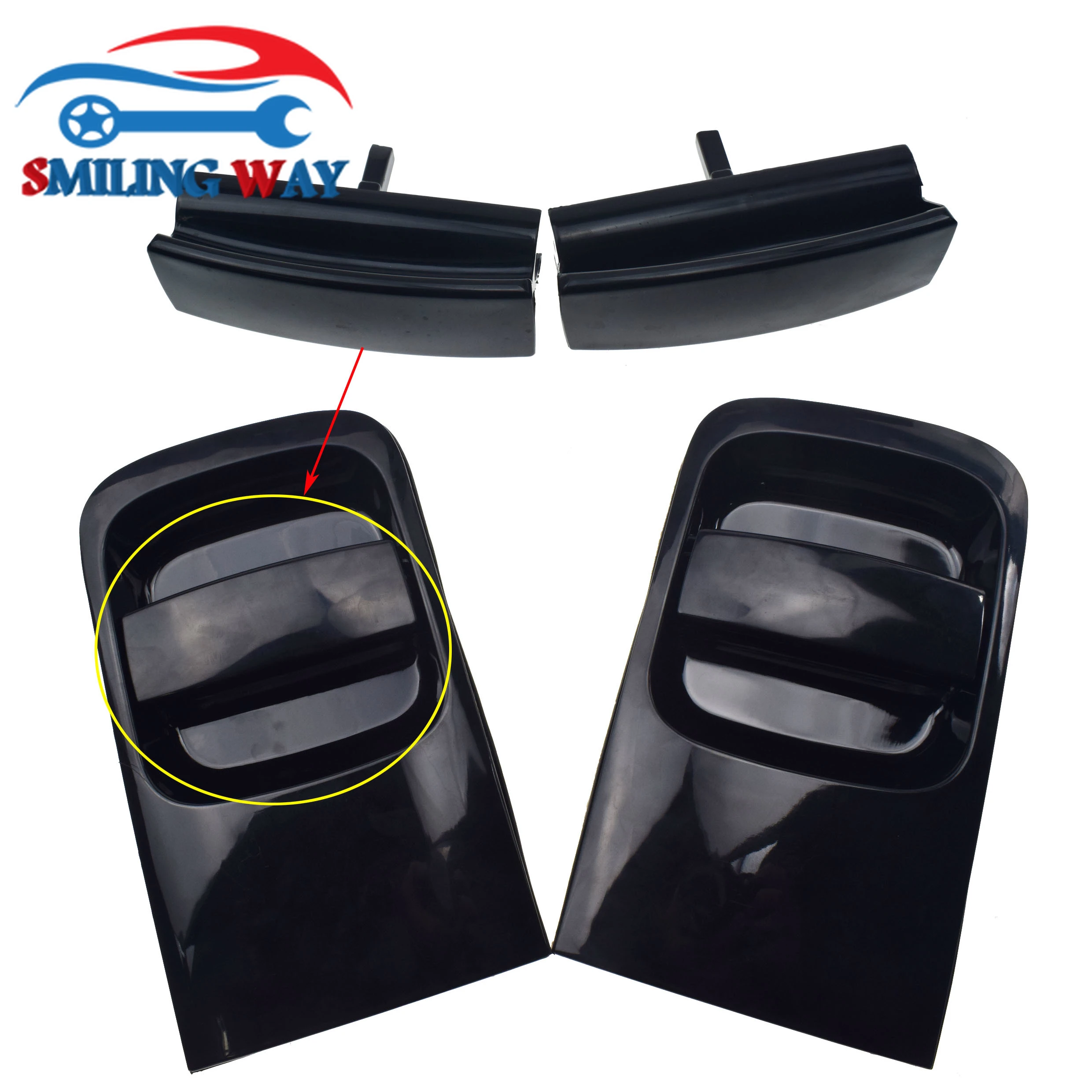 Sliding Outside Exterior Door Handle Black Rear Left Right For Hyundai ...