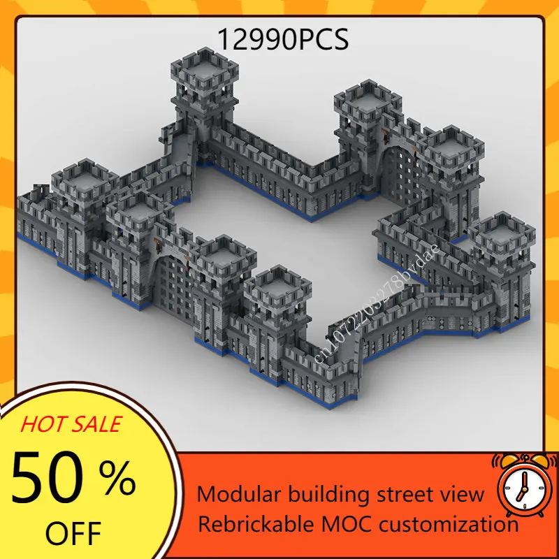 MOC Building Block Medieval Castle Architecture Stone Wall Gate Model ...