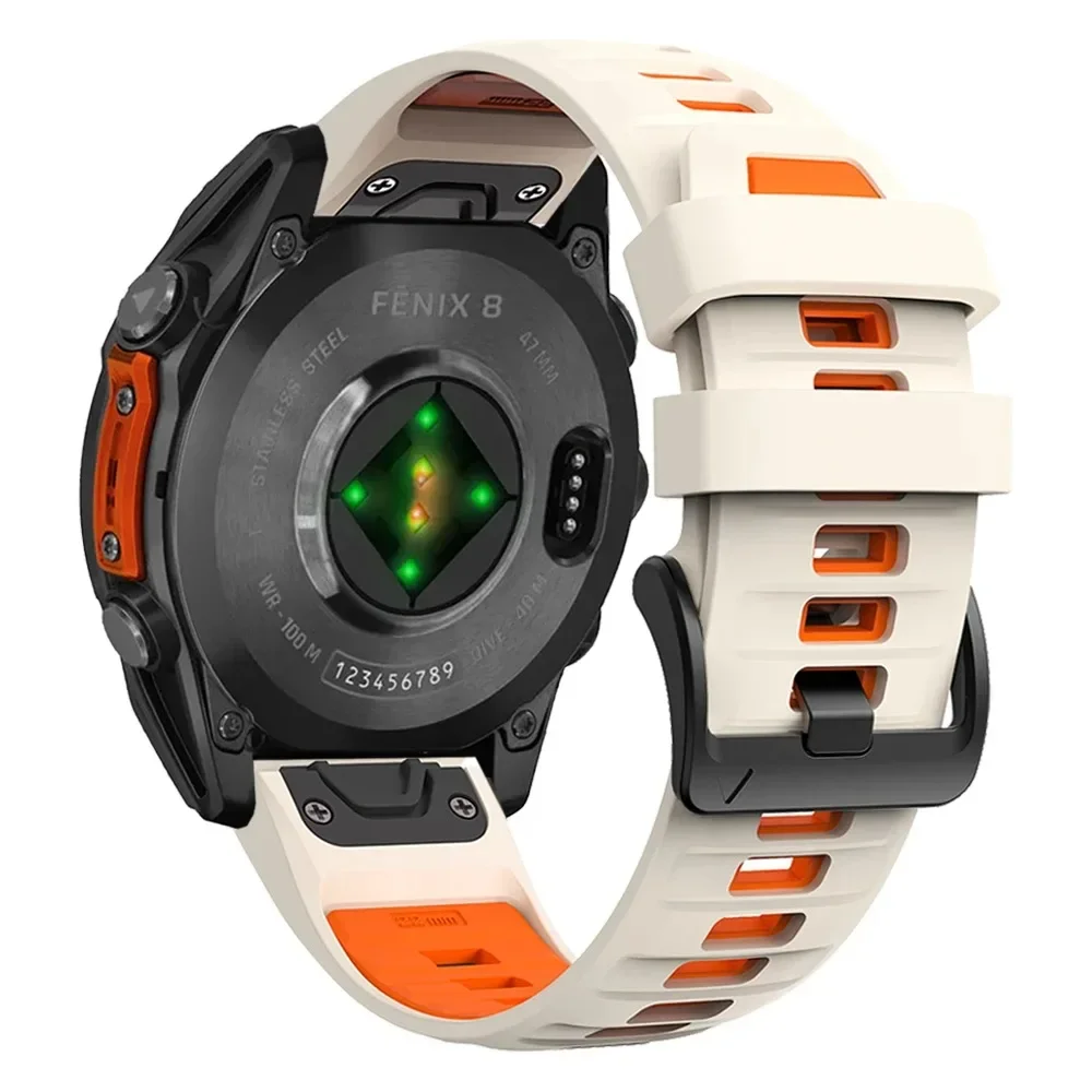 Two-Tone Silicone Strap for 20mm Fenix 8 43MM (Starlight Orange)