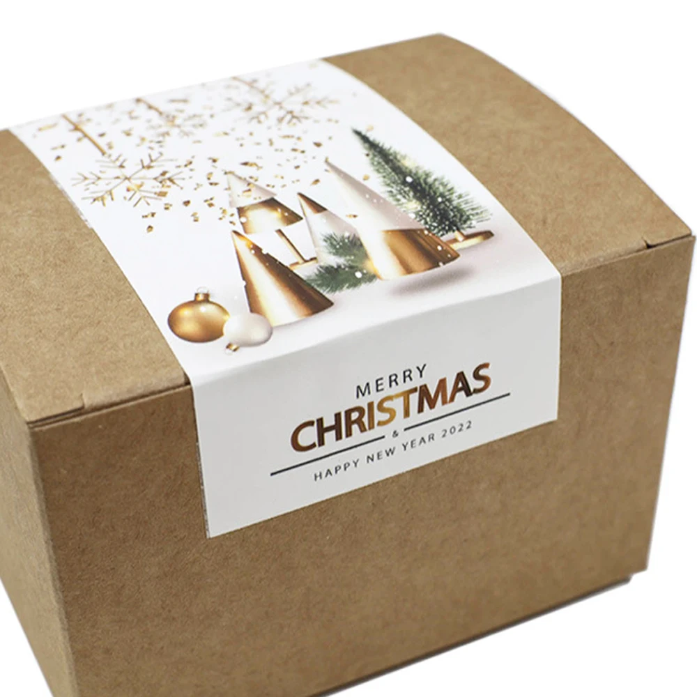 10-50Pcs-New-Merry-Christmas-Stickers-Rectangle-Red-Christmas-Gift-Box ...