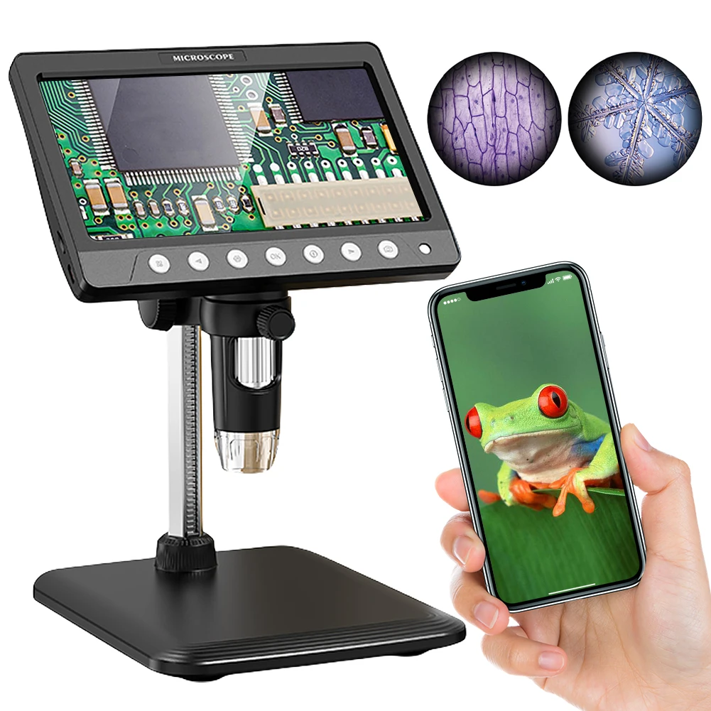 7 Inch IPS Screen Digital Microscope 5MP HD Lens Electronic Microscope ...