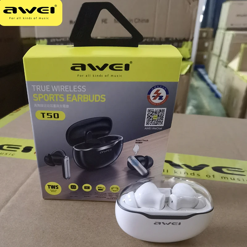 Awei T50 Fone Bluetooth Earphones TWS Wireless Sport Earbuds With Mic Touch Control Headphones ...