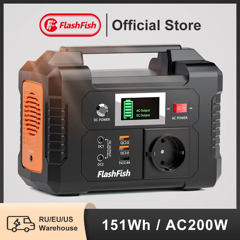 FF Flashfish 230V AC 200W Portable Power Station 151WH Solar Generator ...