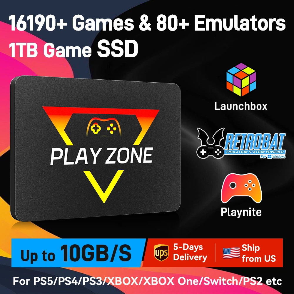 JMachen 1TB Gaming SSD 3 System in 1 Game Console 80+ Emulators for PS5 ...