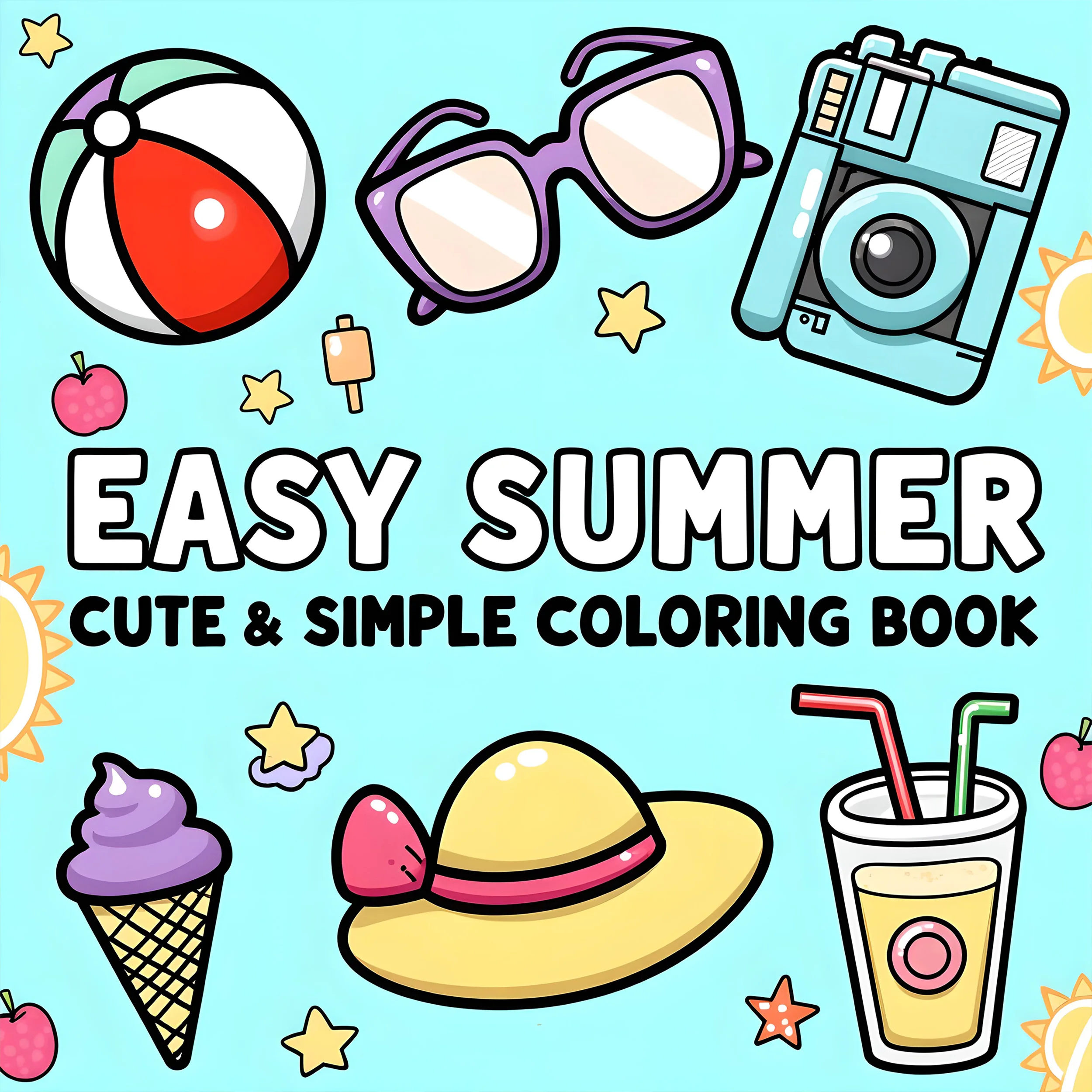 EASY SUMMER Bold-easy Patterns Coloring Book for Adults Cute Drawing ...