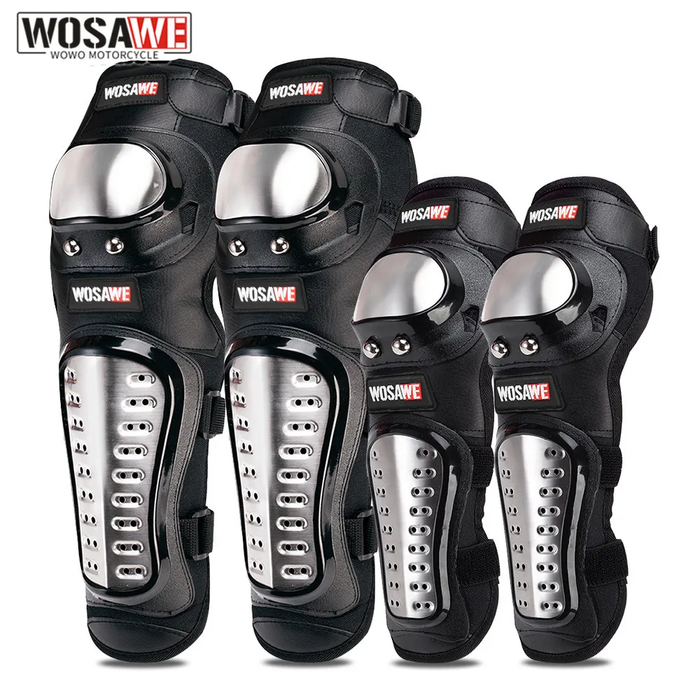 WOSAWE-Adult-Motorcycle-Knee-Pads-Stainless-Steel-Knee-Guards-Moto ...