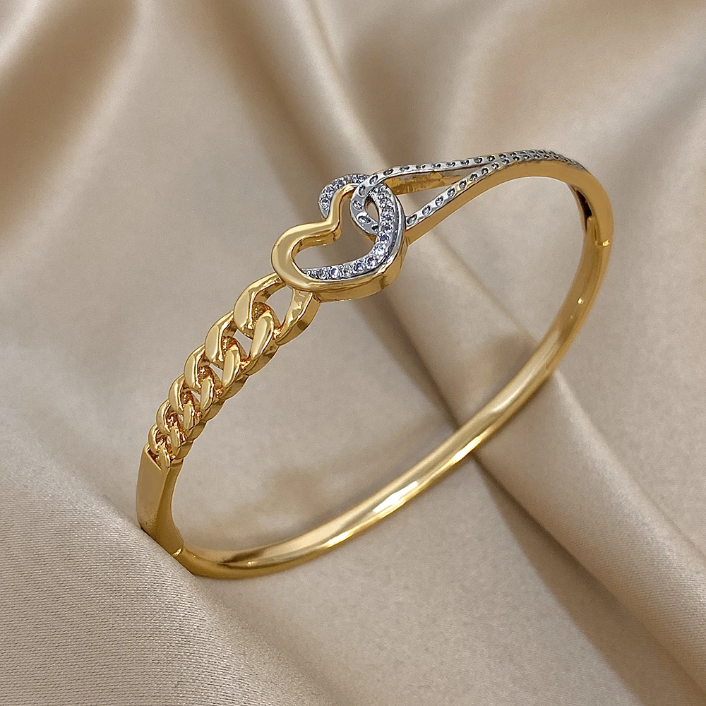 Irregular Love Heart Twisted Shaped Cuff Bracelets for Women Elegant ...