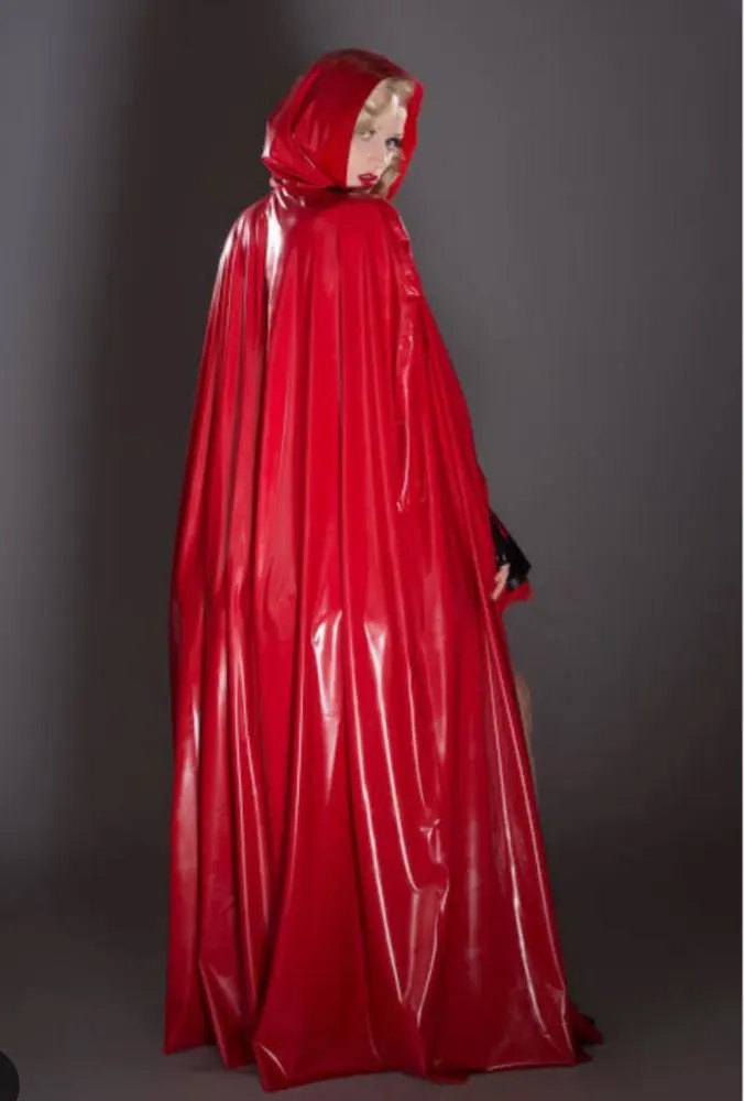 Black-Red-0-4mm-Sexy-Latex-Robe-With-Hoodies-Zippers-At-Front-Rubber ...