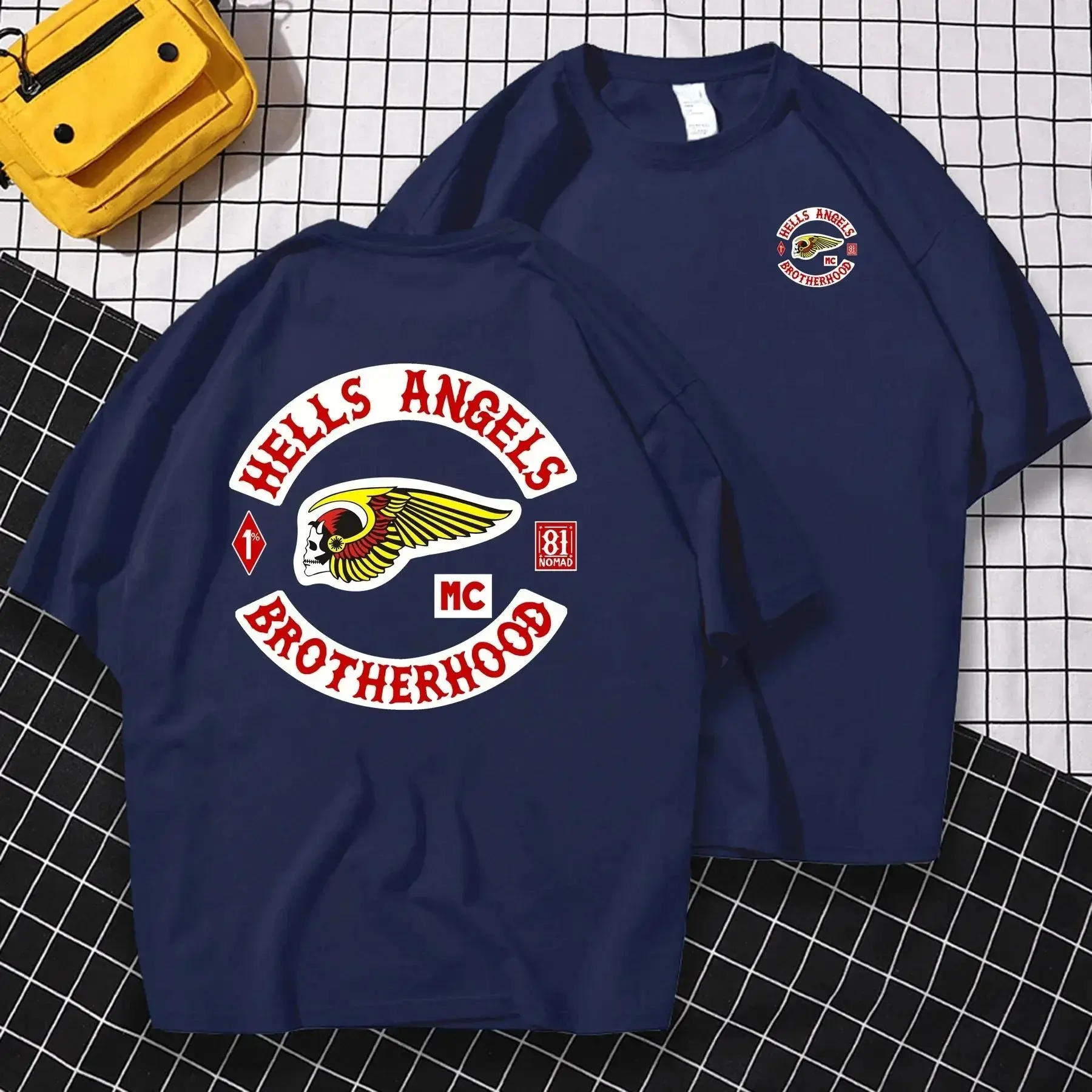 Summer-Pure-Cotton-Tees-Men-T-Shirt-Casual-Oversized-Hells-Angels-Brotherhood-Motorcycle-Club-T ...
