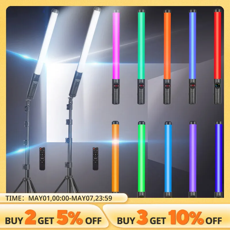 RGB-Video-Light-Tube-with-Tripod-Stand-Remote-Contrl-Vlog-Fill-Light ...