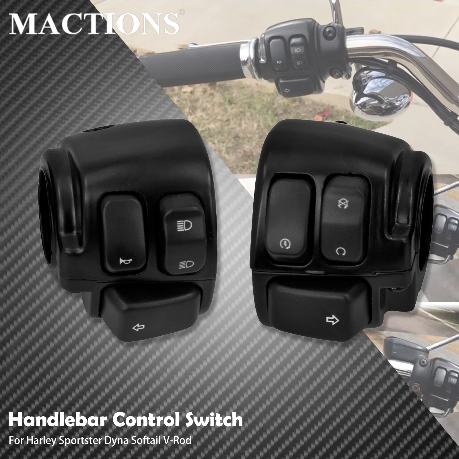 Motorcycle 1"25mm Handlebar Turn Signal Control Light Switch Black For ...