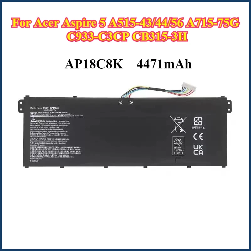 Laptop Battery AP18C8K AP18C4K for Acer Aspire 5 A515-43/44/56 A715-75G ...